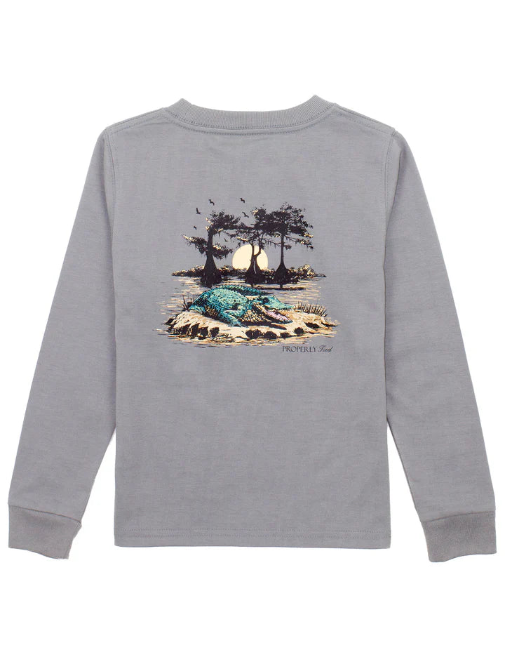 Bayou Gator LS - Battleship Grey – First Glimpse Kids