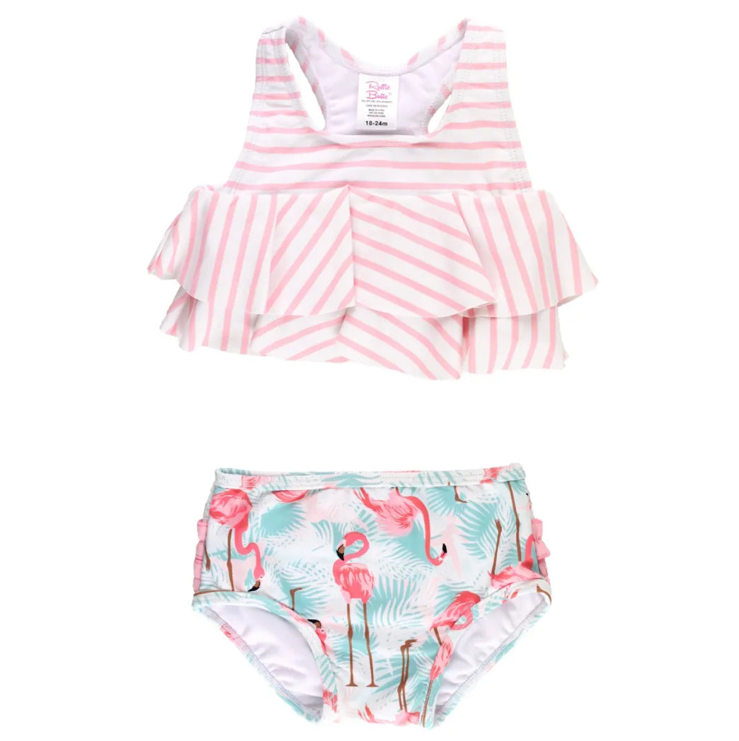 Pink Stripe Flounce Bikini – First Glimpse Kids